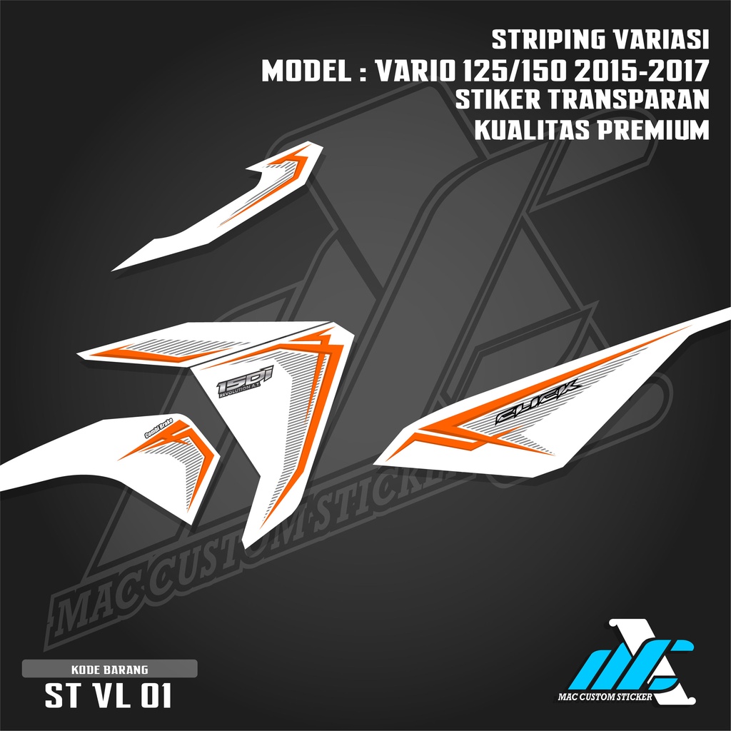 Jual STIKER STRIPING TRANSPARAN VARIO 125 150 LED, VARIO 2015-2016-2017 BEST SELLER, KODE ST VL ...