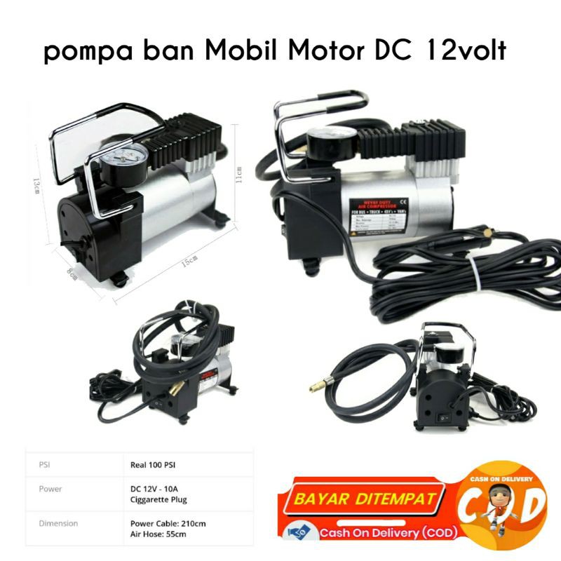 Jual pompa ban mobil motor kompresor pompa ban mini dc 12v | Shopee ...