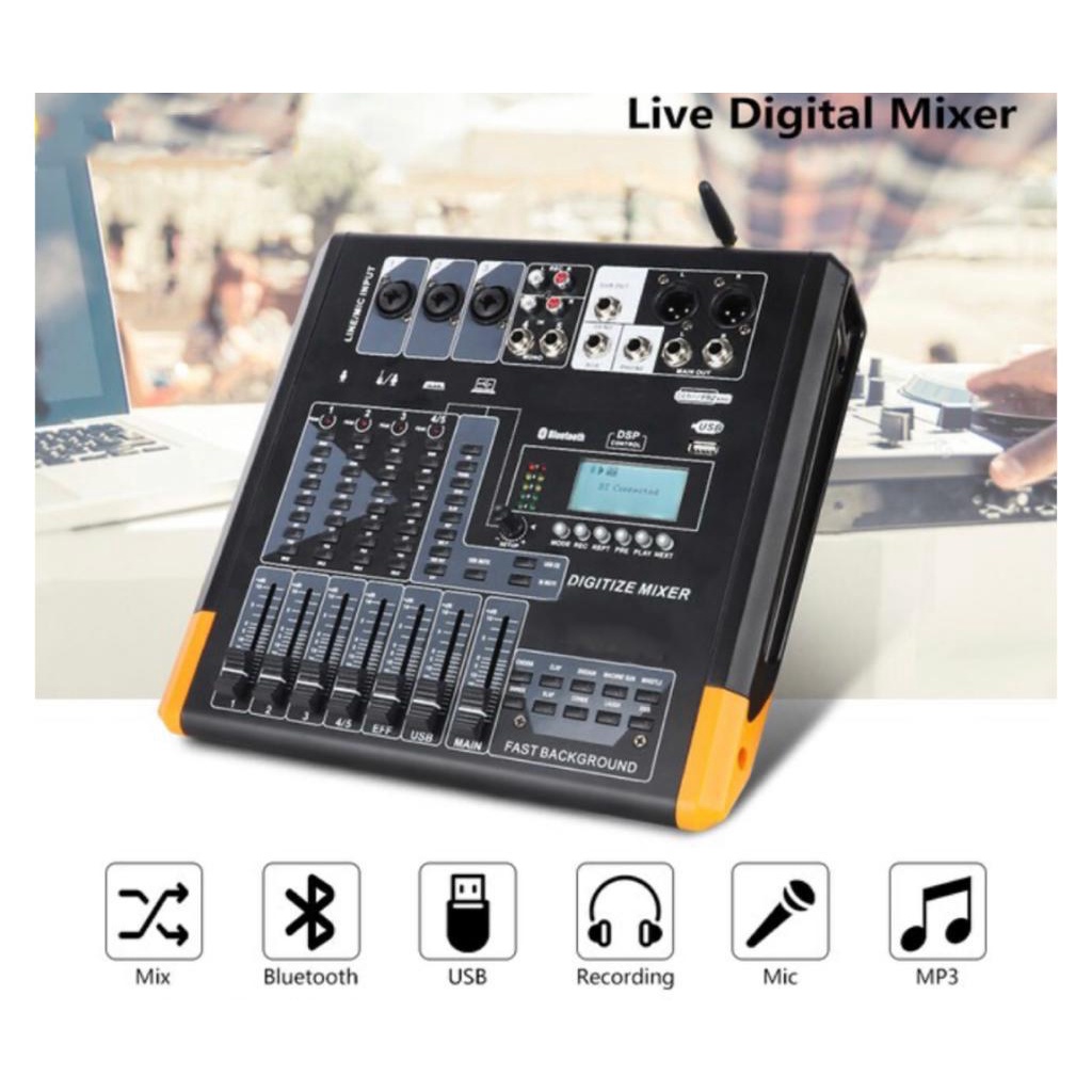 Jual digital mixer audio dengan fungsi bluetooth USB live sound rss ...