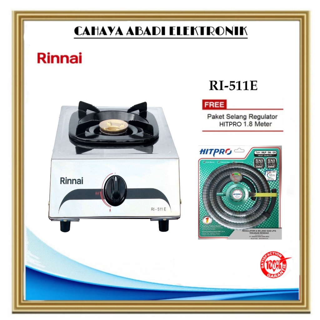 Jual Rinai Kompor Gas 1 Tungku RI-511E/RI 511E Free Regulator Selang ...