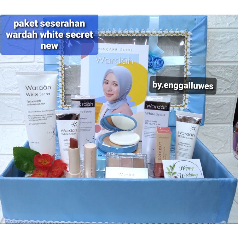 Jual paket seserahan|paket hantaran wardah white secret 6 item new free ...