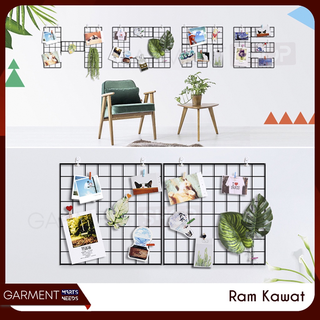 Jual KR - Rak Hiasan Dinding Kamar Gantung Dinding Besi Kawat Ram Hitam ...
