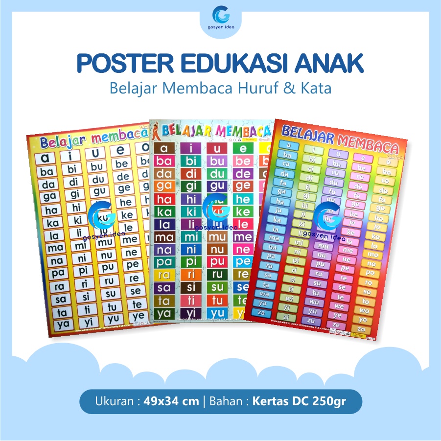 Jual Poster Edukasi Anak Belajar Membaca Huruf dan Kata | Shopee Indonesia