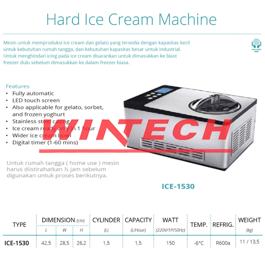 Jual GEA ICE-1530 HARD ICE CREAM MACHINE / MESIN PEMBUAT ES KRIM GELATO HARD ICE CREAM SOFT ICE ...