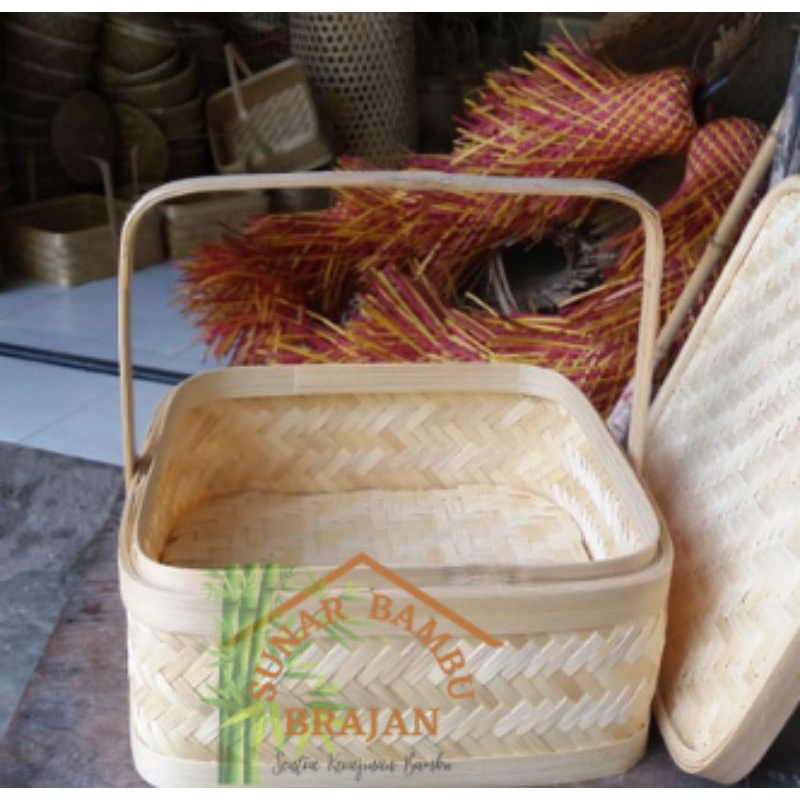 Jual Rantang Bambu | Rantang Kotak | Keranjang Hampers | Kerajinan Bambu | Shopee Indonesia