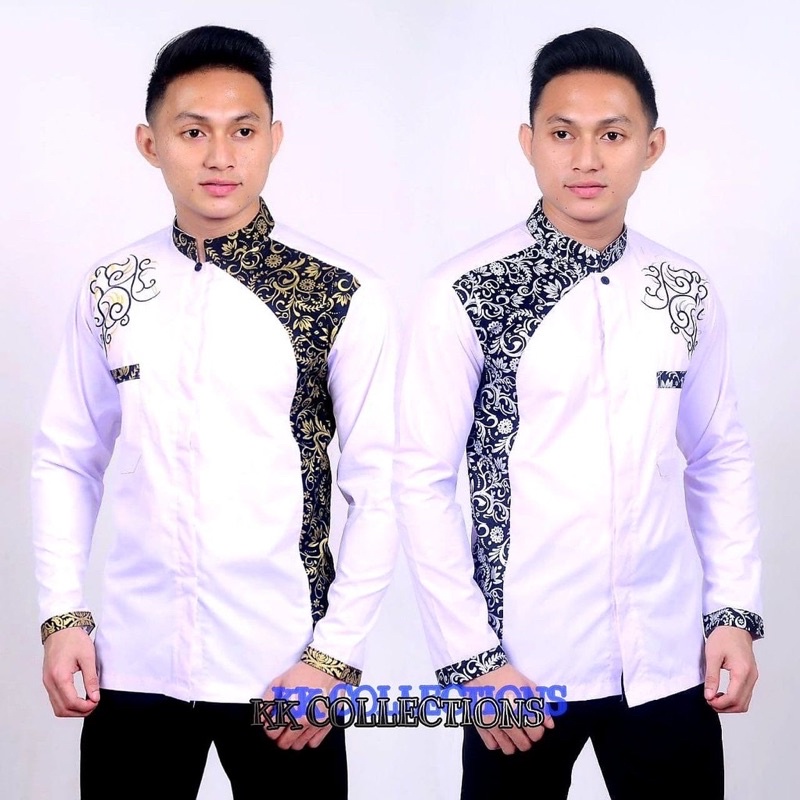 Jual Baju koko kombinasi batik lengan panjang/koko motif batik etnik ...