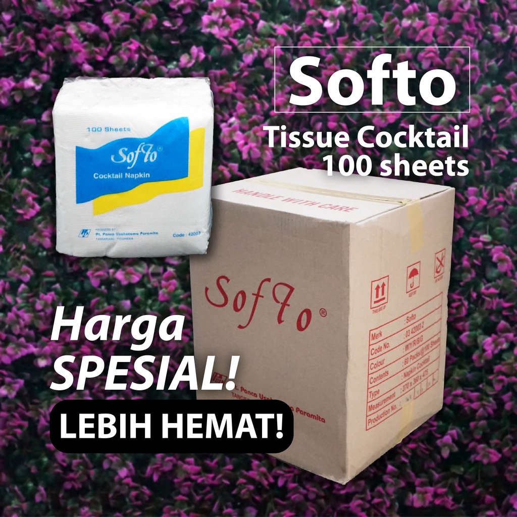 Jual [1 DUS] Tissue Softo Cocktail - Tissue Kue - Tissue Makan - 100 ...