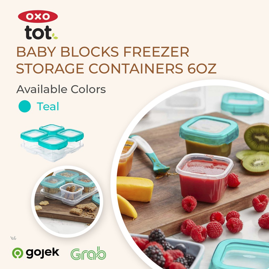 Jual OXO Tot Baby Blocks Freezer Storage Containers 6oz - Teal | Shopee Indonesia
