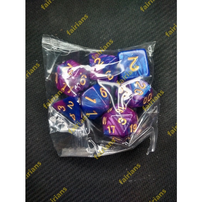 Jual Dadu/Dice DND Polyhedral set isi 7 (Light Purple and Blue) | Shopee Indonesia