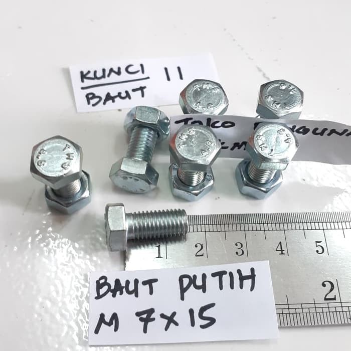 Jual Baut Putih M7x15 / Baut M7 x15 Kunci Baut 11 per 10 pcs | Shopee Indonesia
