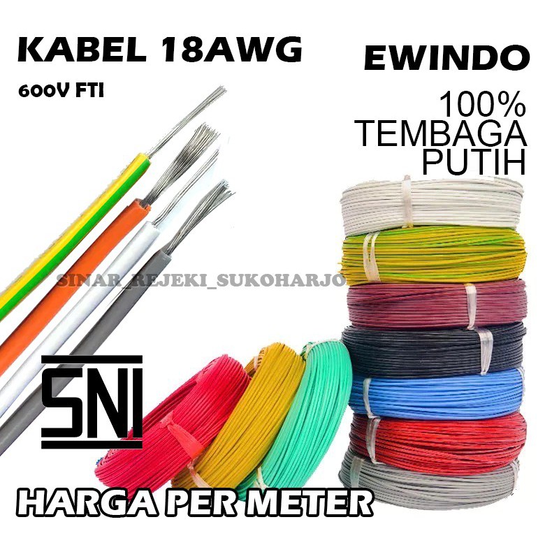 Kabel AWG 18 awg18 Kabel Jumper 0,75 mm Serabut Tembaga Putih Silver Eceran per Meter Jumper ...