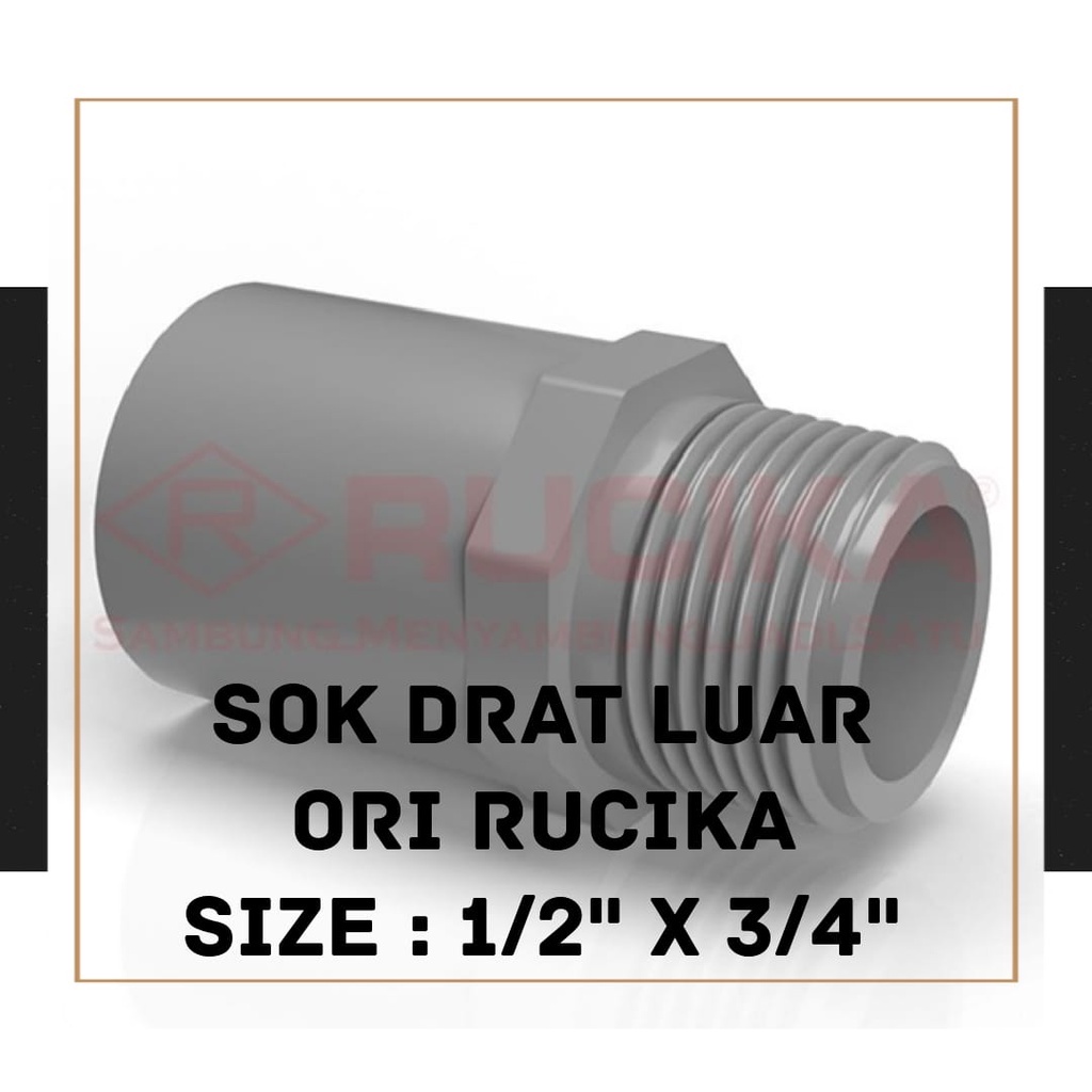 Jual Sok Drat Luar Fitting PVC AW Merk RUCIKA 1/2" x 3/4" ( ORI ) Drat 1/2" | Shopee Indonesia