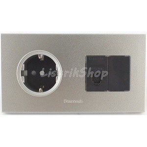 Jual Stop Kontak + Outlet Telepon RJ11 Panasonic Style Silver | Shopee ...