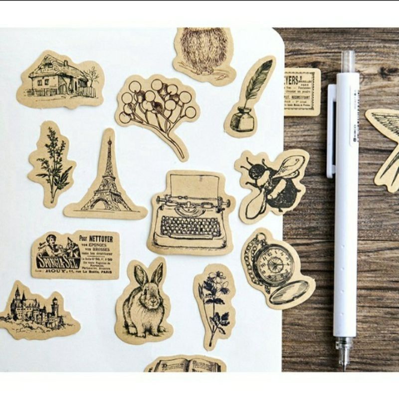 Jual vintage sticker/ stiker old vintage estetik untuk journalling ...