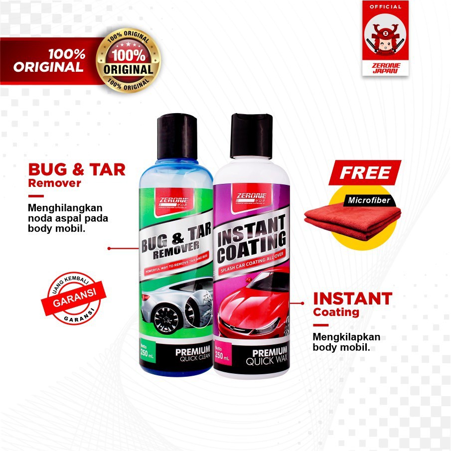 Jual Paket Perawatan Body Mobil Instant Coating Bug And Tar Remover Zerone Japan | Shopee Indonesia