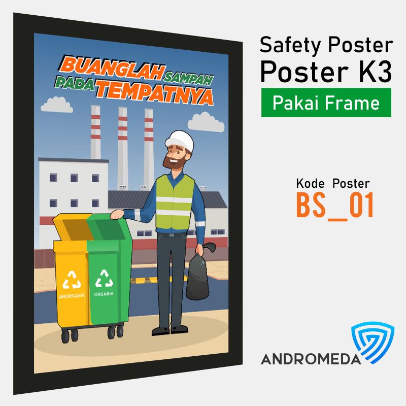 Jual Safety Poster K3 : Sampah Buang Tempat Kebersihan + Frame ...