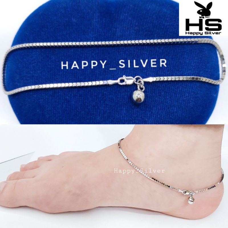 Jual GELANG KAKI PERAK ASLI SILVER 925 LAPIS EMAS PUTIH - MODEL MILANO ...