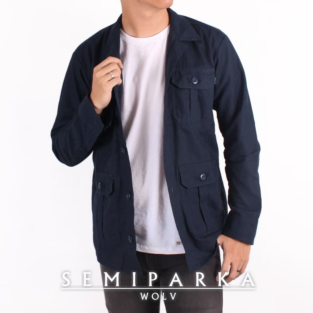 Jual KEMEJA SEMI PARKA CASUAL SAKU 4 / WOLV / REAL PIC | Shopee Indonesia
