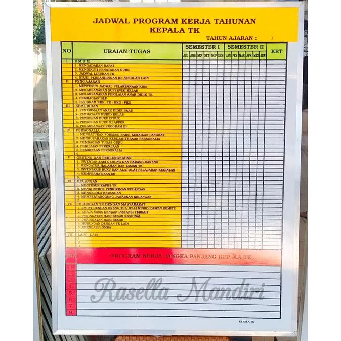Jual PROGRAM KERJA TAHUNAN KEPALA TK 60x80 - PAPAN DATA SEKOLAH TK RA ...