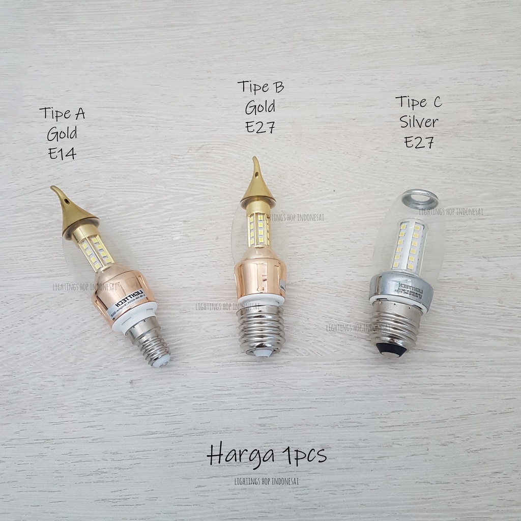 Jual Lampu bohlam led 5w 6w fiting e14 e27 candle ekor lancip | Shopee ...