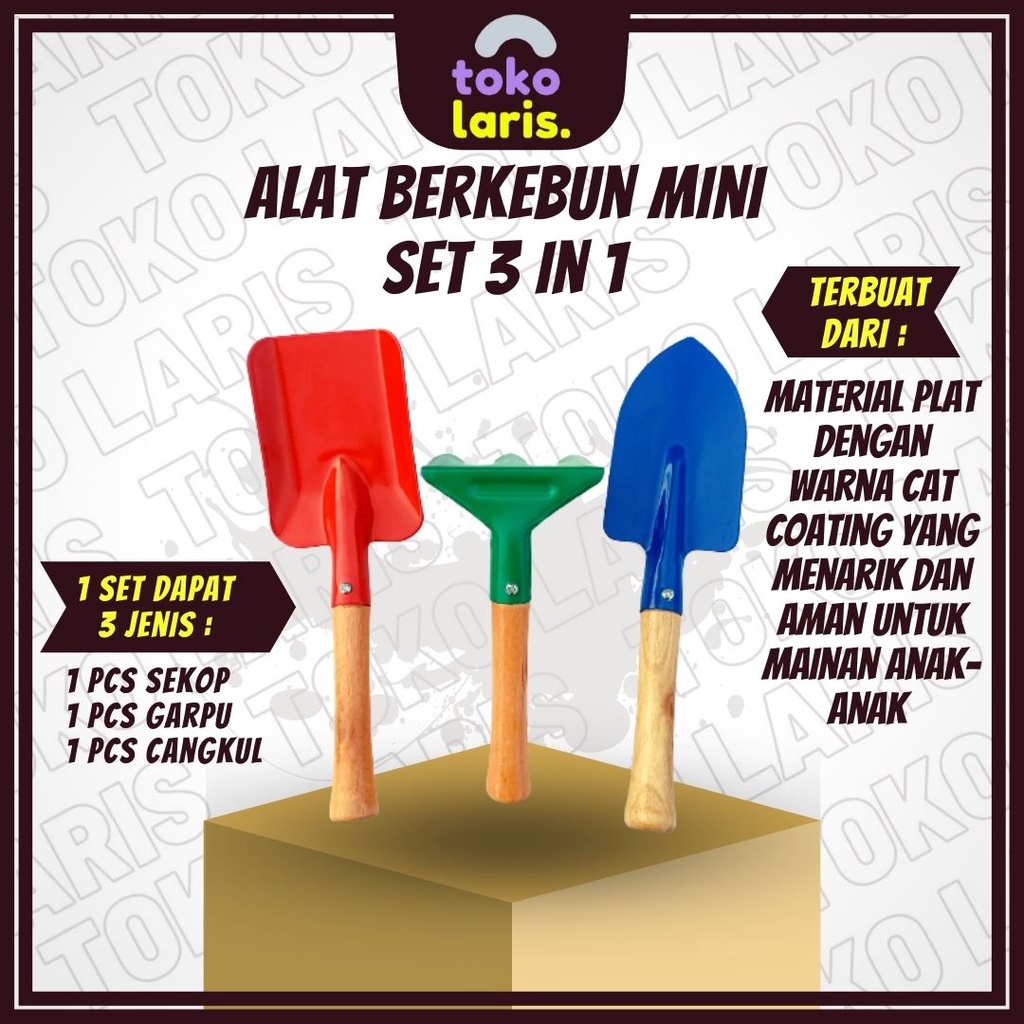 Jual Alat Kebun Berkebun Mini Set 3 in 1 Tebal Sekop Garpu Cangkul ...