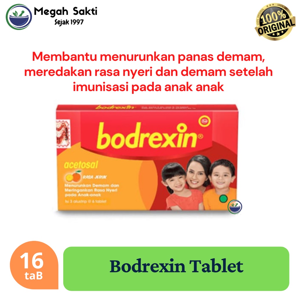 Jual Megah Sakti - Bodrexin Obat Demam Anak [2 Folding Box /6 Strip ...