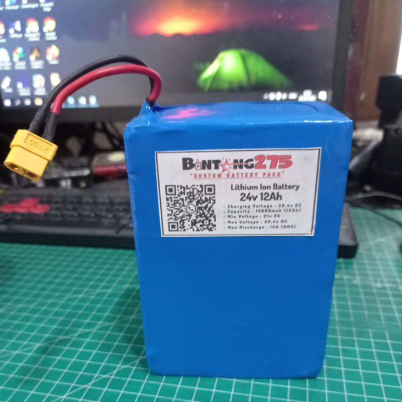 Jual Battery pack 7s 24v 12ah lithium ion 18650 3C | Shopee Indonesia