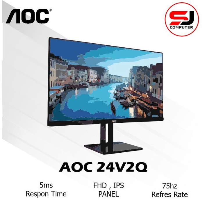 Jual Monitor LED AOC 24V2Q 24" 1920x1080 75Hz IPS HDMI DP AMD FreeSync ...