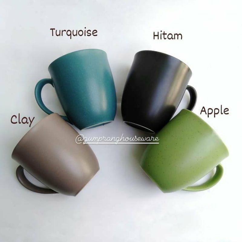 1 pc Mug keramik hitam polos colorful biru tua navy abuabu tosca ...