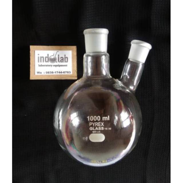 Jual Labu didih | Boiling flask dua leher -two neck 1000 ml PYREX TS ...