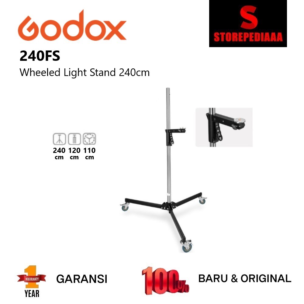 Jual Godox 240FS Wheeled Light Stand 240cm 240-FS | Shopee Indonesia