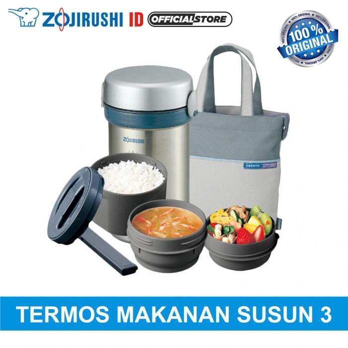 Jual Zojirushi SL-NC09 ST Lunch Jar Termos Makanan - 3 Susun [Silver ...