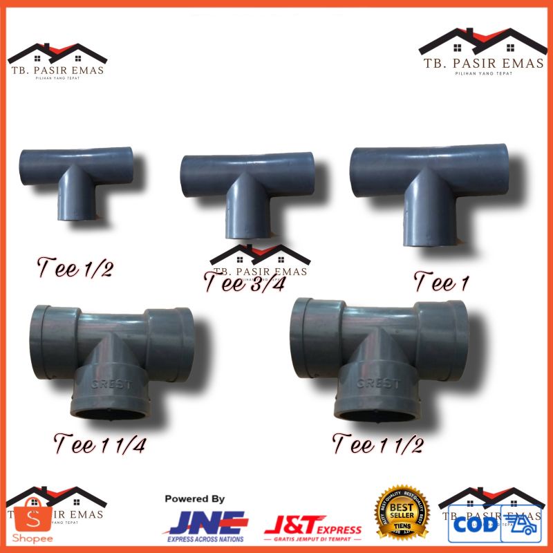 Jual Tee T 1/2 - 1 1/4" inch GREST SOCKET TEE T Fitting Pvc Sambungan Pipa Pvc Paralon Air ...