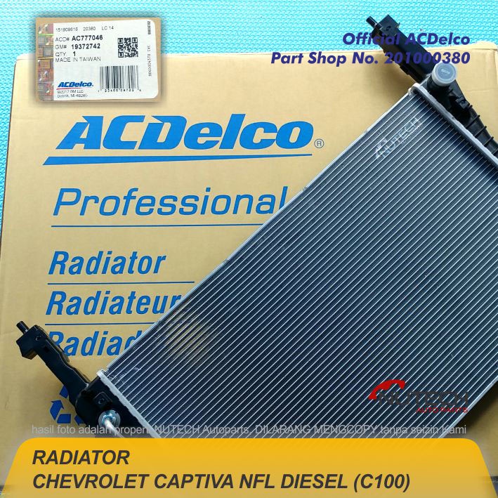 Jual Radiator Chevrolet CAPTIVA NFL Diesel Disel C100 Original ACDelco ...
