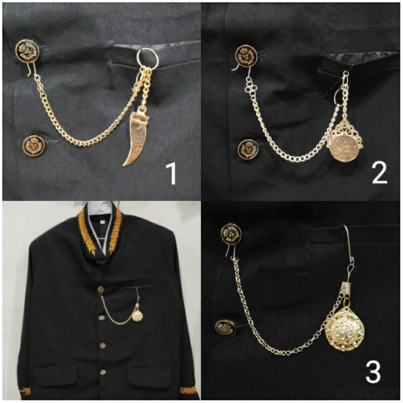 Jual bros laki benggol beskap hiasan model koin mata permata kuku gold ...