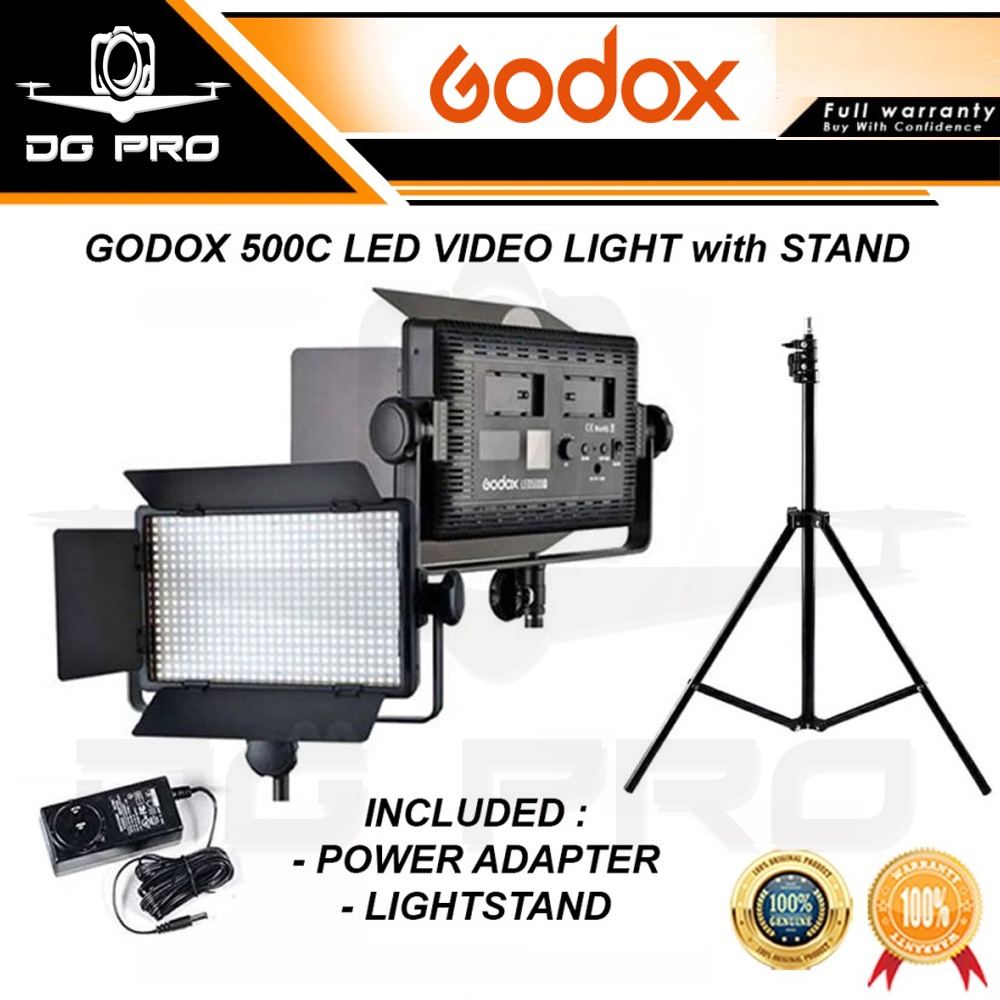 Jual LED Video Light GODOX 500C 500 C LENGKAP LIGHTSTAND With BATTERY ...