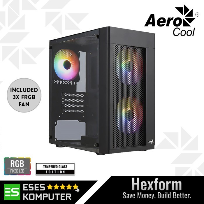 Jual Case Aerocool Hexform V2 FRGB | mATX | Tempered Glass | 3X FRGB Fan | Shopee Indonesia