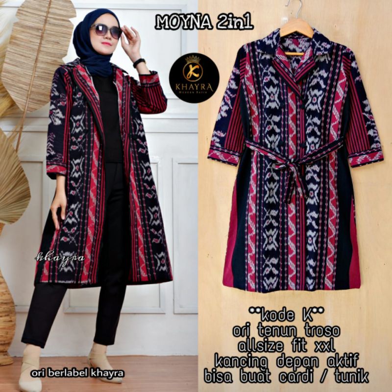 Jual Tunik Cardi Batik Tenun Troso Original // Atasan 2 in 1 Terlaris// Tenun Troso Model Baru ...