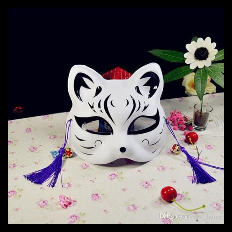 Jual TOPENG MEGITSUNE KITSUNE HALF SETENGAH COSPLAY JEPANG PVC KUCING ...
