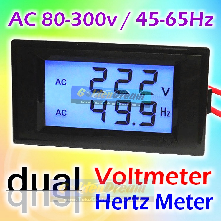 Jual Dual AC Volt + Hertz Meter LCD Voltmeter Tegangan PLN Genset ...