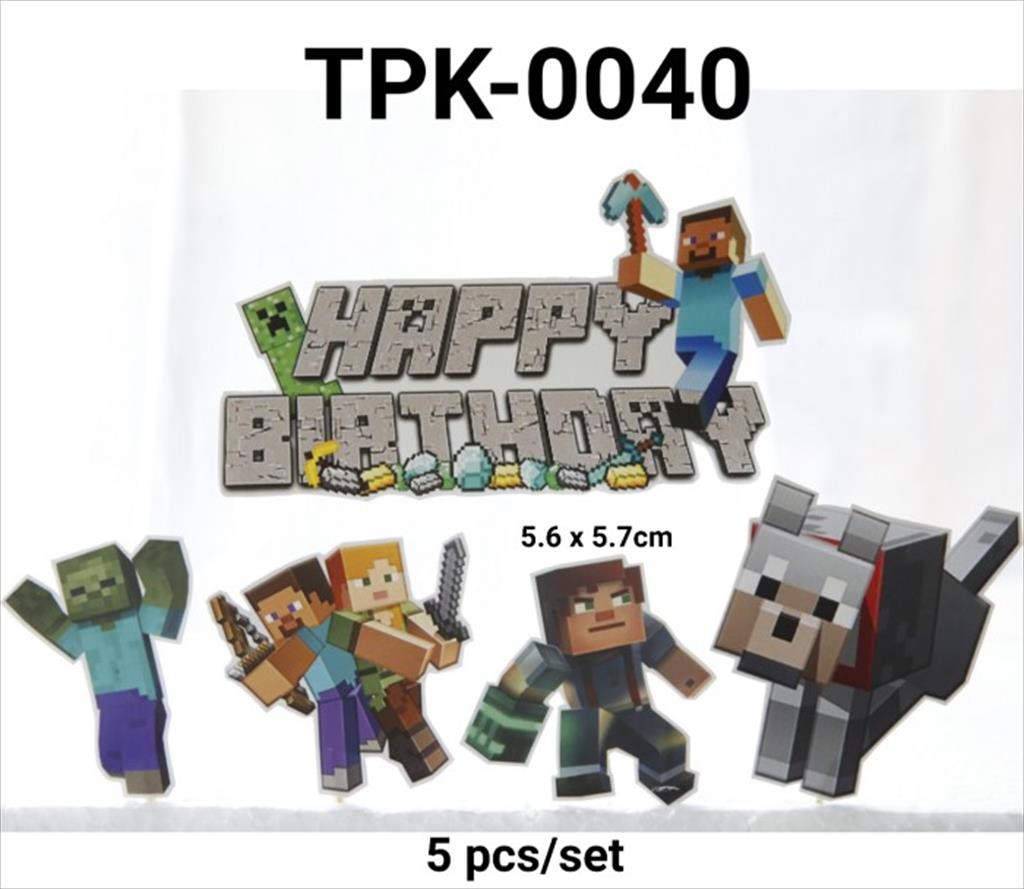 Jual TPK-0040 Topper kertas hiasan kue tart cupcake game minecraft ...