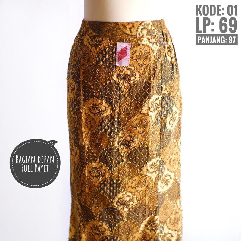 Jual Rok Batik Model Span - Batik Foil Emas - ROK Batik FOIL - Batik ...