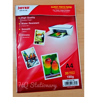 Jual JOYKO GLOSSY PHOTO PAPER / KERTAS FOTO A4 180gr (1Pack isi 20 ...