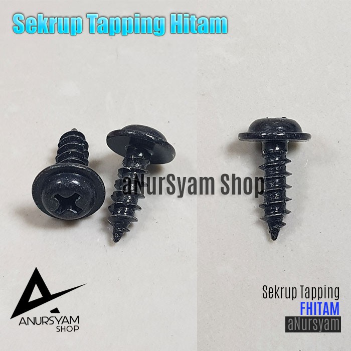 Jual 10 Pcs Sekrup Tapping Hitam / Fosfor Hitam / Sekrup Kepala Payung ...