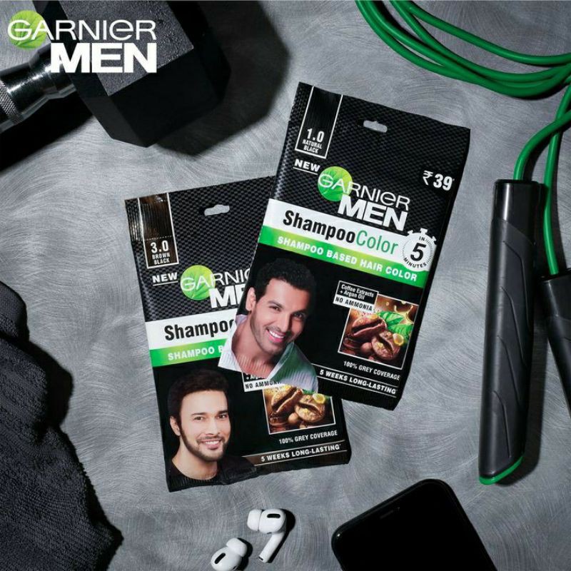 Jual semir sampo hitam/coklat tuaGarnier Men Shampoo Color Sachet ...