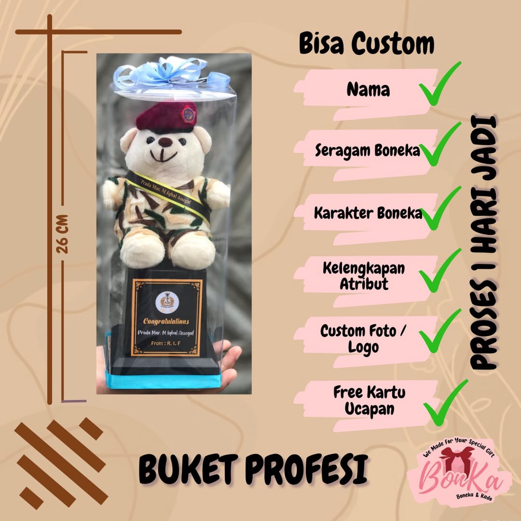 Jual BONEKA PROFESI TNI / KADO WISUDA / KADO ULTAH / FREE CUSTOM / FREE ...