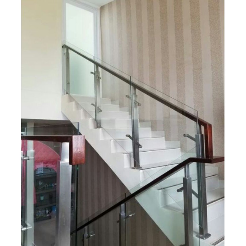 Jual railing tangga stainless handrail kayu dan balkon kaca | Shopee ...