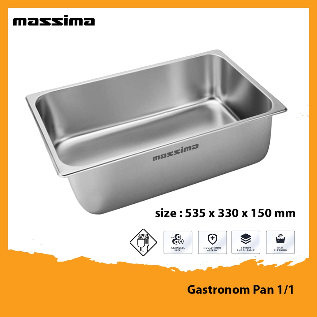 Jual Stainless Steel Gastronom Food Pan GN Pan 1/1 tinggi 15 cm 150 mm ...