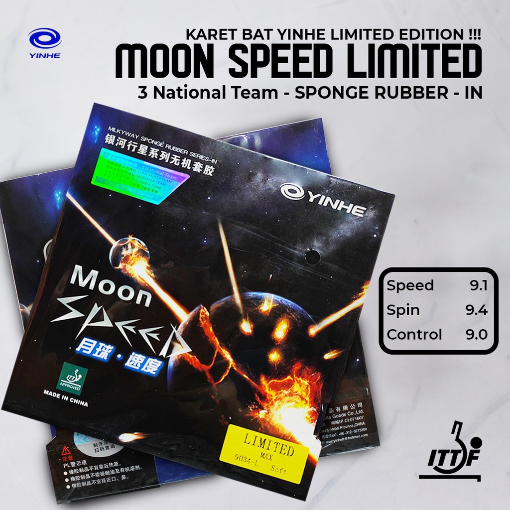 Jual Karet Bat Tenis Meja Pingpong Yinhe Moon Speed Limited Blue Sponge Indonesia|Shopee Indonesia