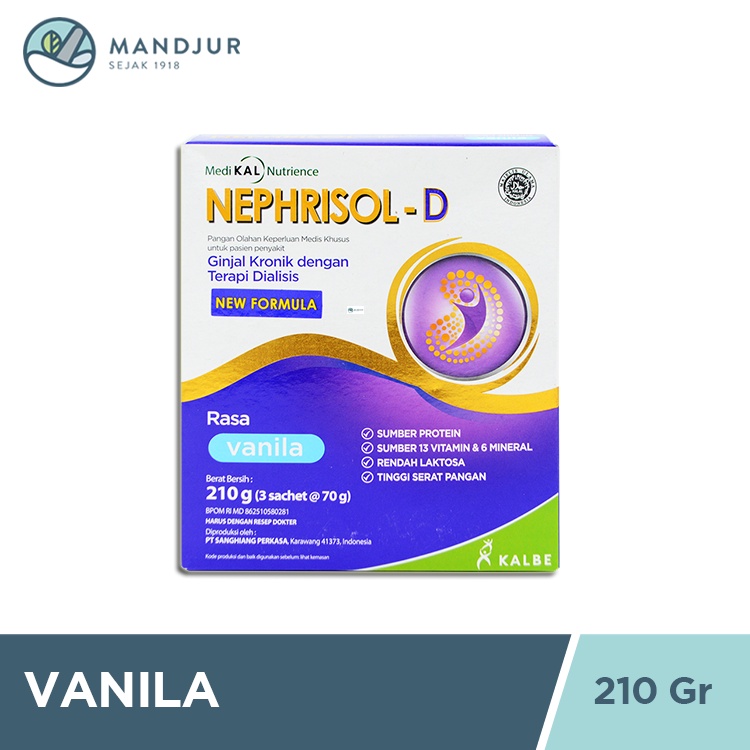 Jual Nephrisol D Vanila 210 Gram - Susu Tinggi Protein Khusus Pasien ...